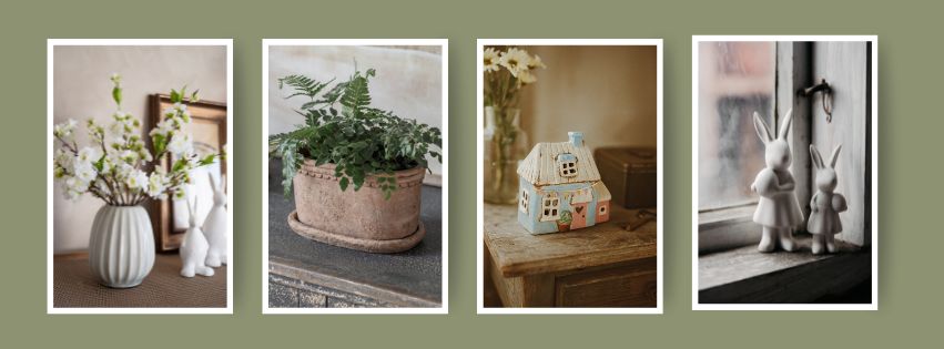Elegant Easter Decor with Ceramic Bunnies & Pastels - Ivy Grey Interiors