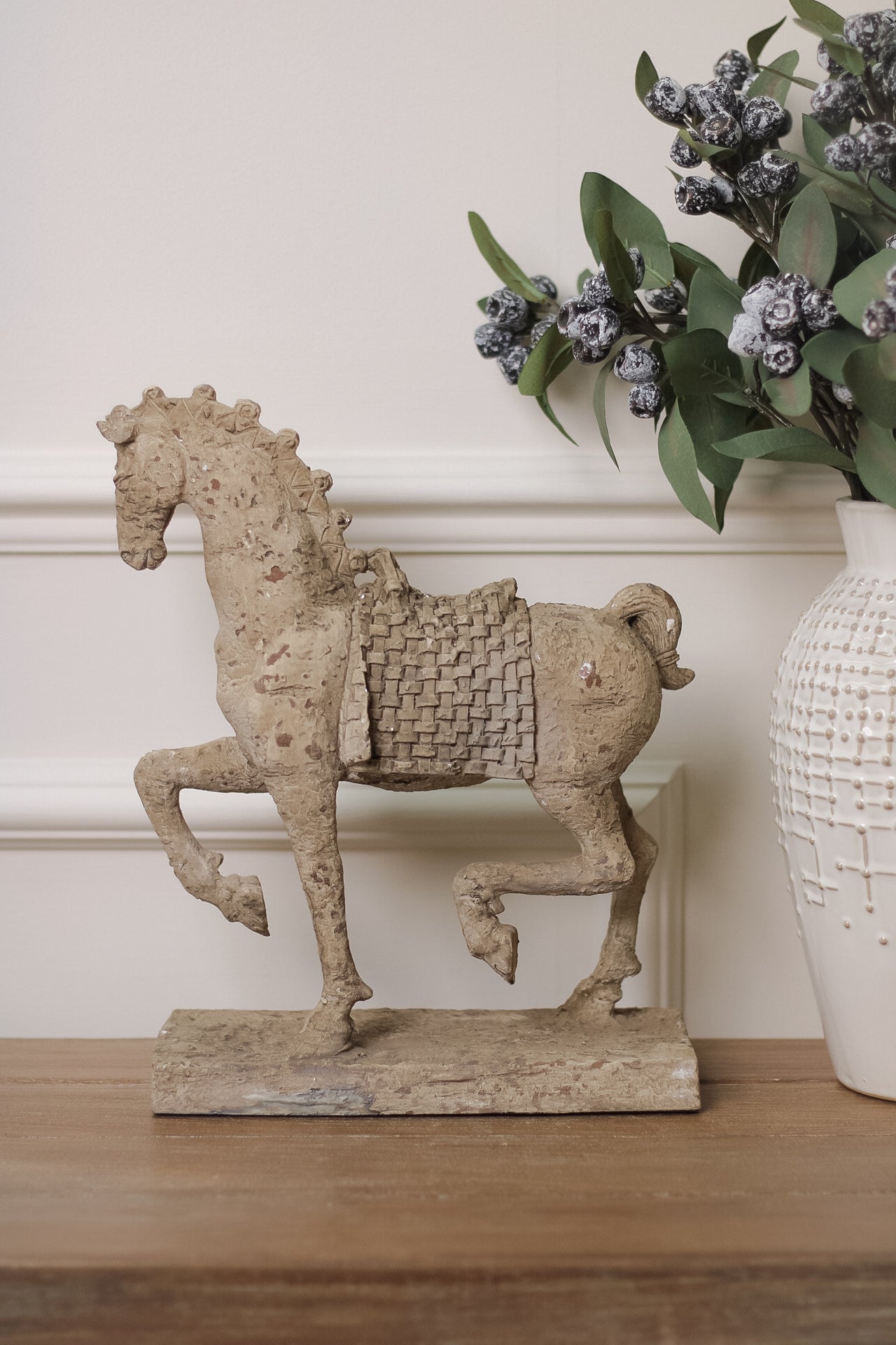 Aged Prancing Horse Sculpture - Default Title - Ivy Grey Interiors