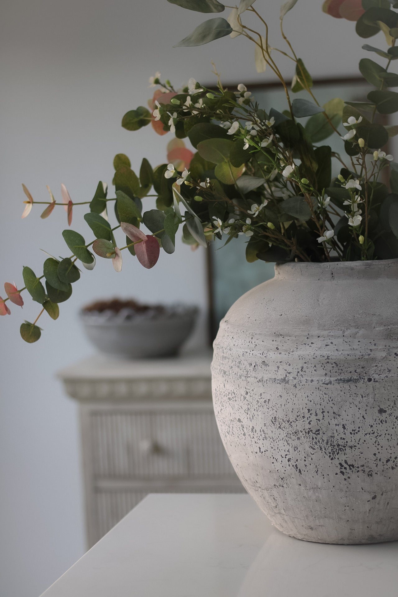 Belmont Distressed Stone Vase - Ivy Grey Interiors