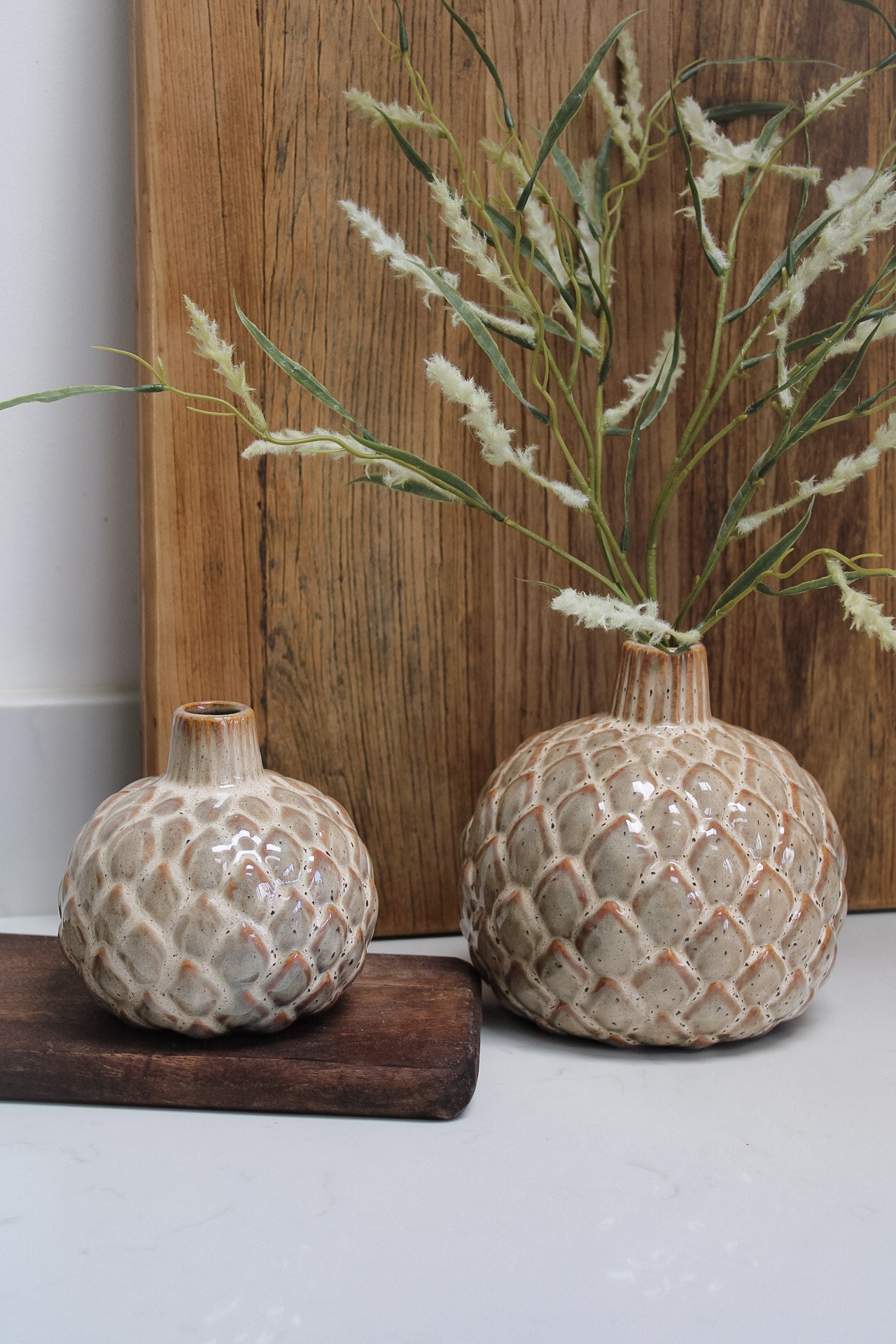 Brown Speckled Textured Bud Vase - Ivy Grey Interiors