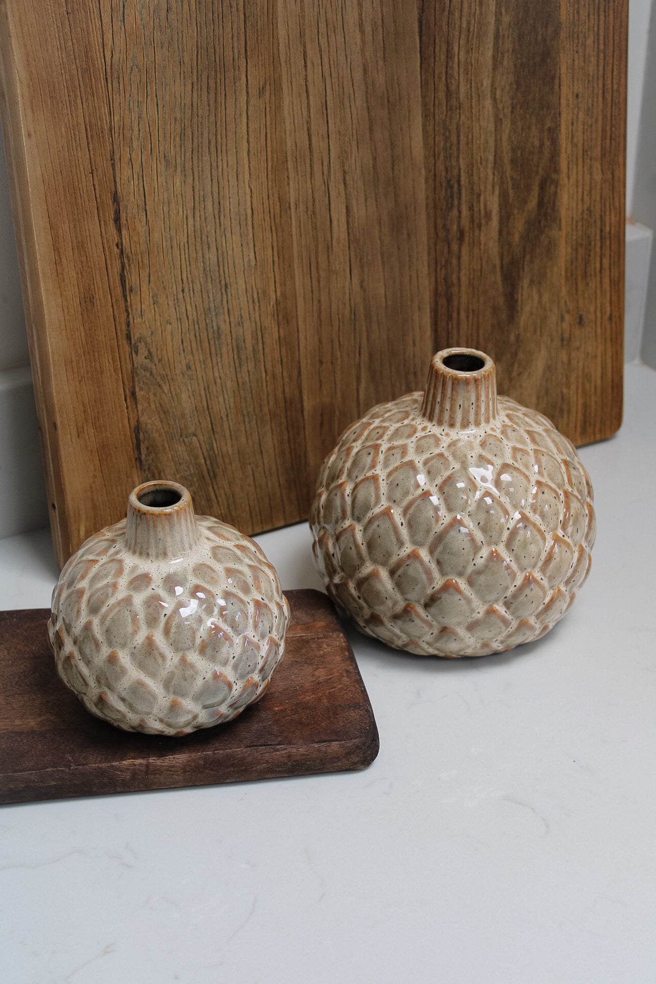 Brown Speckled Textured Bud Vase - Ivy Grey Interiors