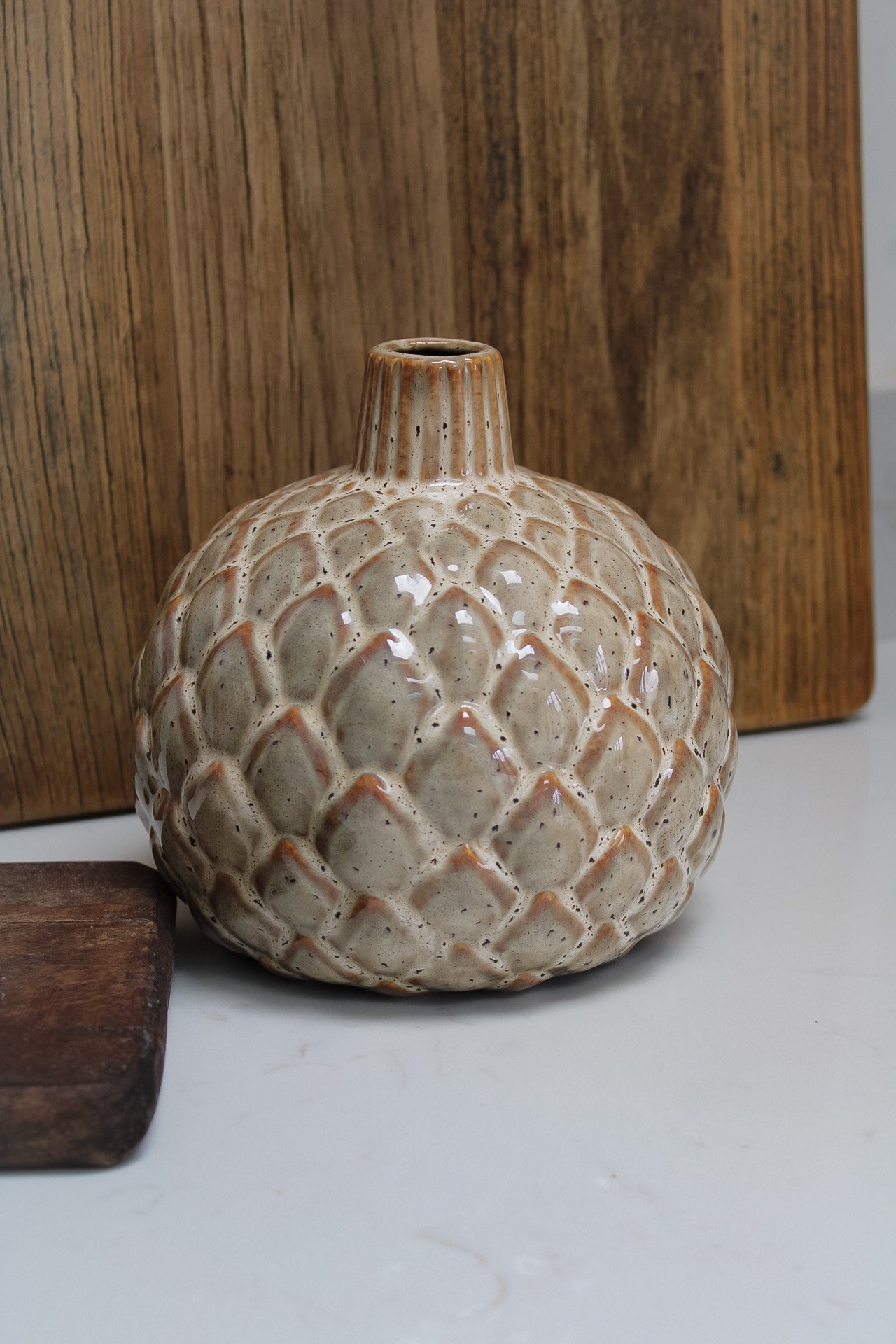 Brown Speckled Textured Bud Vase - Ivy Grey Interiors