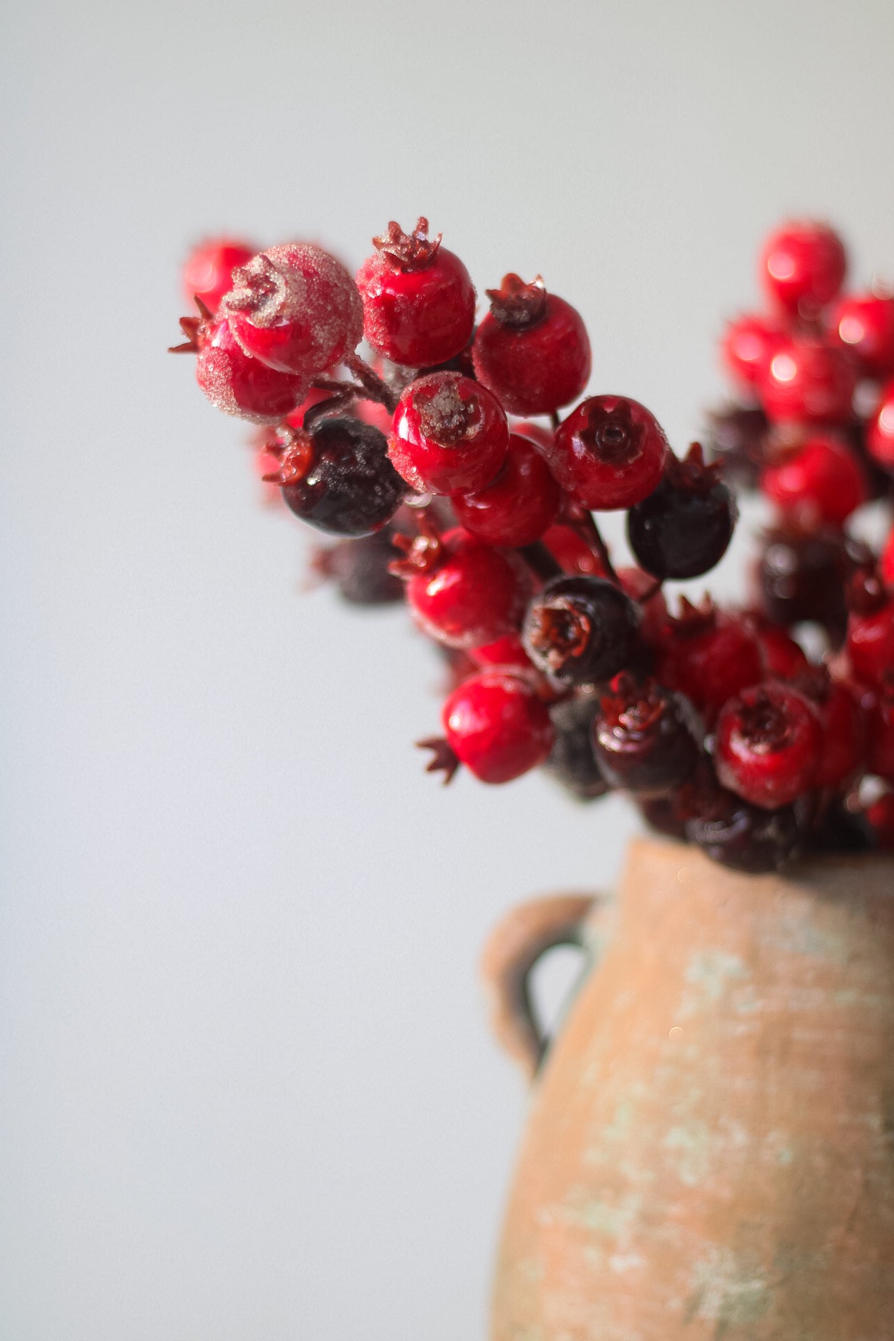 Faux Glossy Red Berry Stem - Ivy Grey Interiors