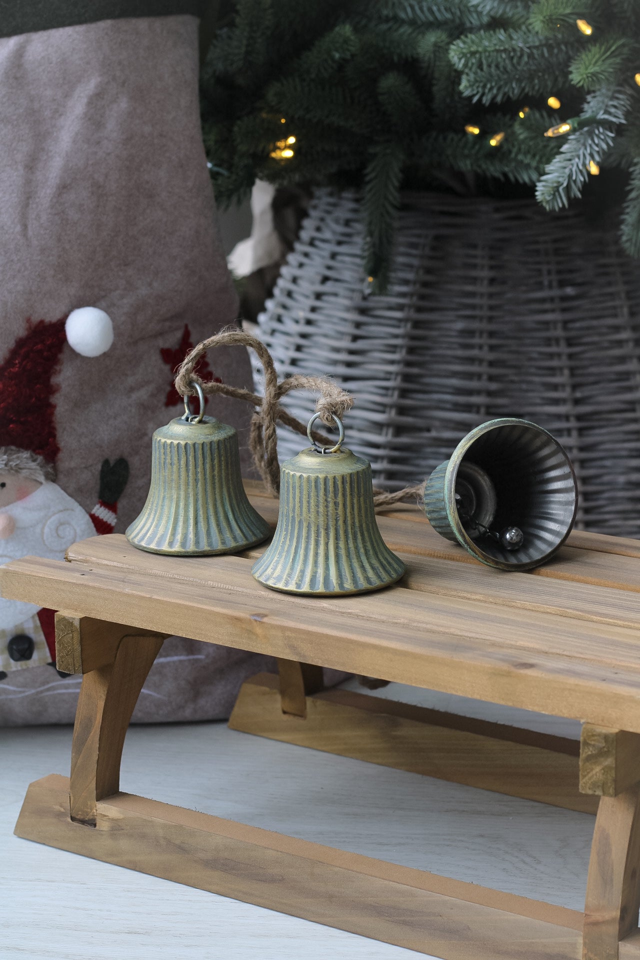 Fluted Metal Bells Garland - Ivy Grey Interiors