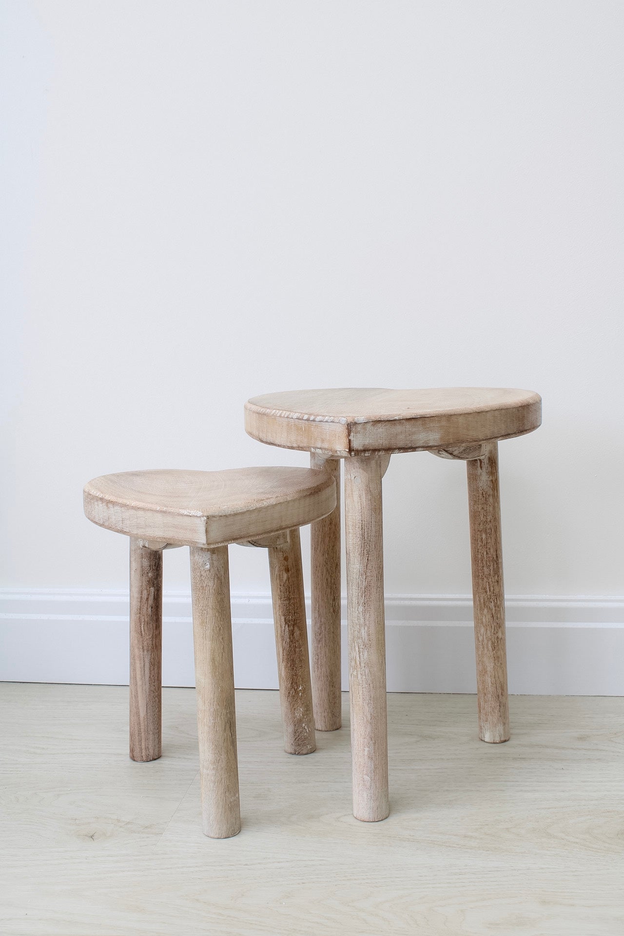 Heart Shaped Mango Wood Stools | Set of 2 – Ivy Grey Interiors