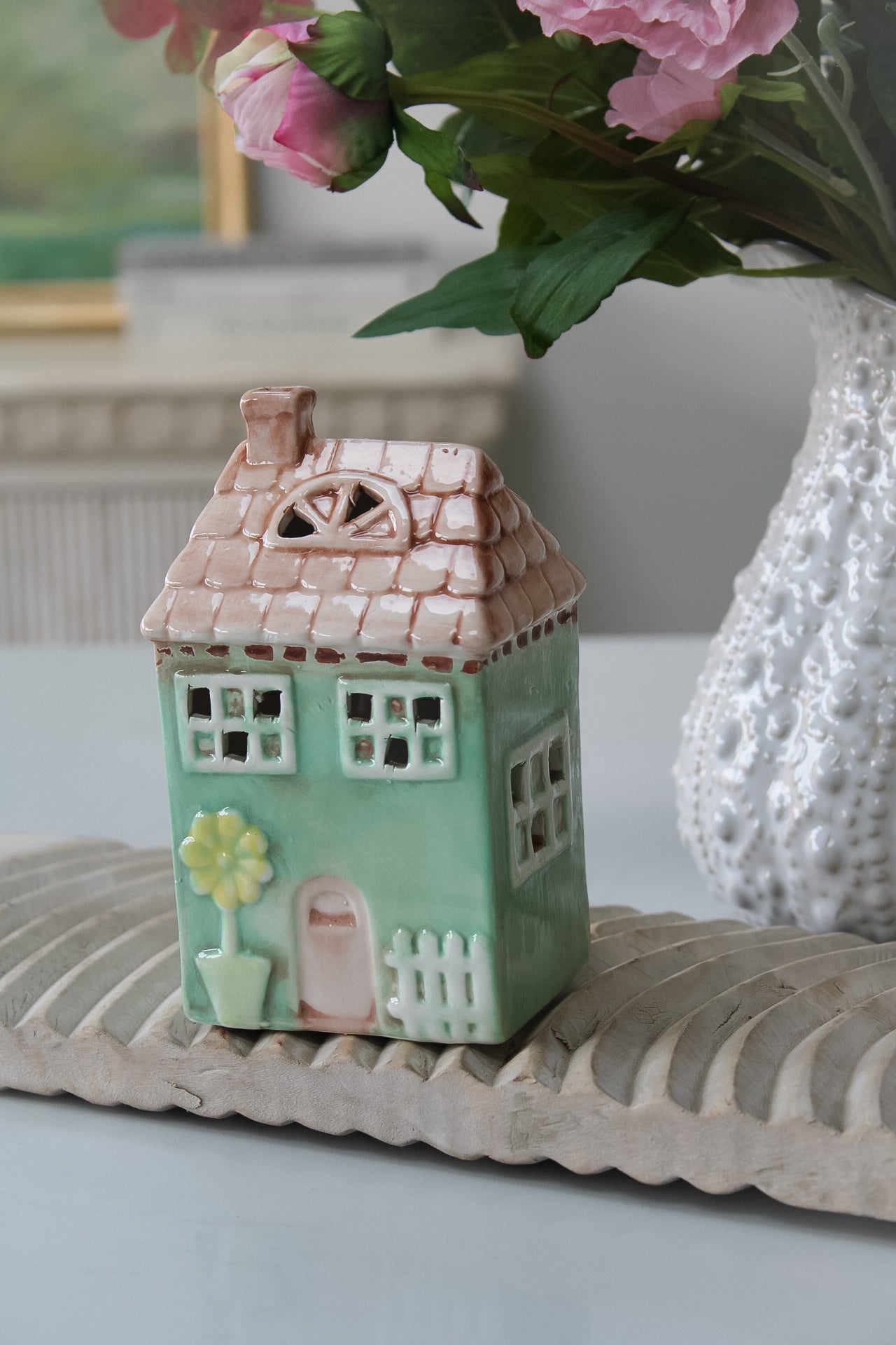 Small Ceramic Daisy House - Yellow flower house - Ivy Grey Interiors