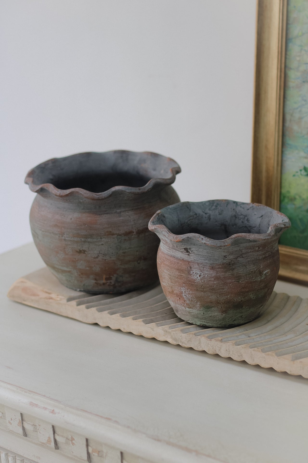 Vintage Pie Crust Plant Pot Planter - Small - Ivy Grey Interiors