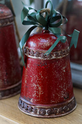 Vintage Style Red and Green Metal Bells | Set of 2 - Ivy Grey Interiors