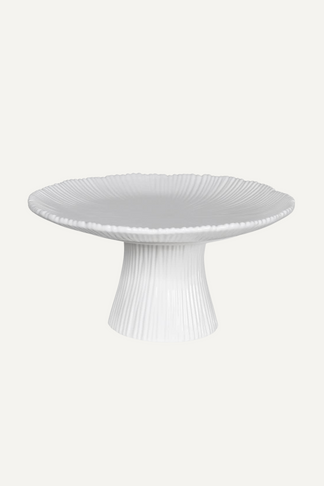 White Ceramic Cake Stand - Default Title - Ivy Grey Interiors