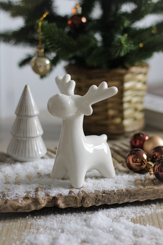 White Ceramic Reindeer - Ivy Grey Interiors
