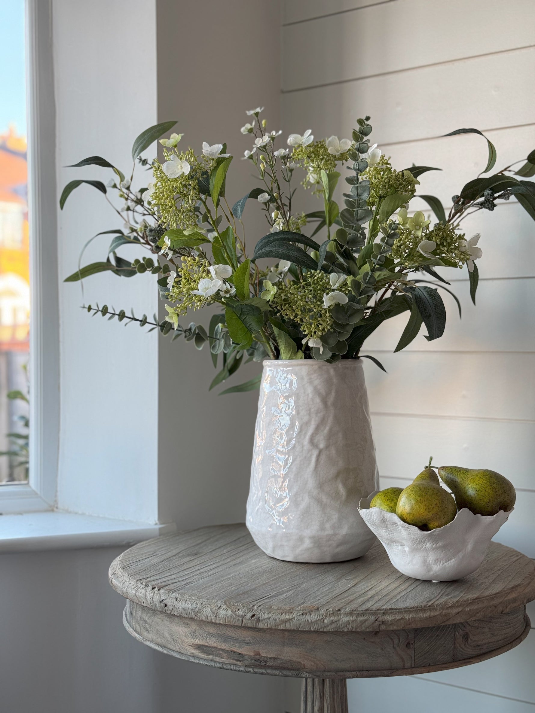 Disley Rustic White Vase - Ivy Grey Interiors